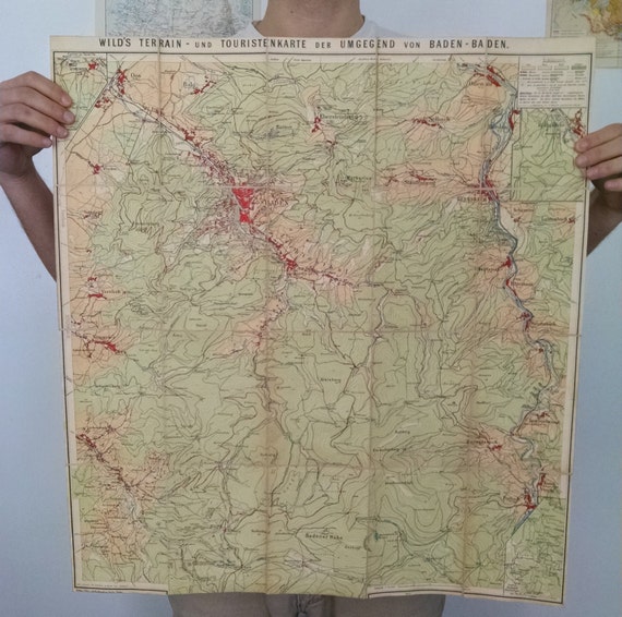 Map of Baden-baden and Surrounding Area Early Twentieth | Etsy