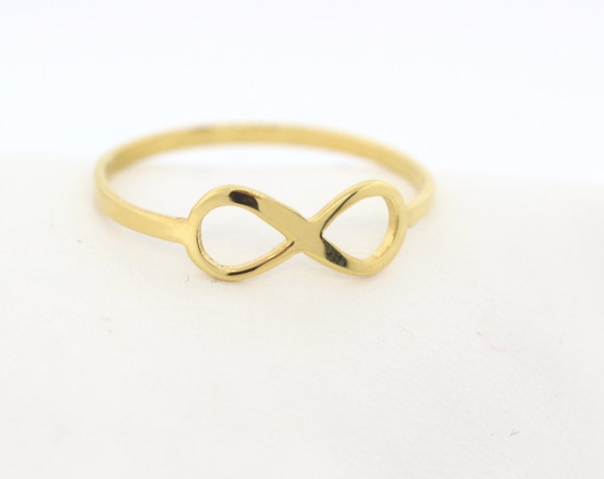 Dainty Plain 14K Solid Gold Infinity Ring, Simple 14K Gold Infinity ...