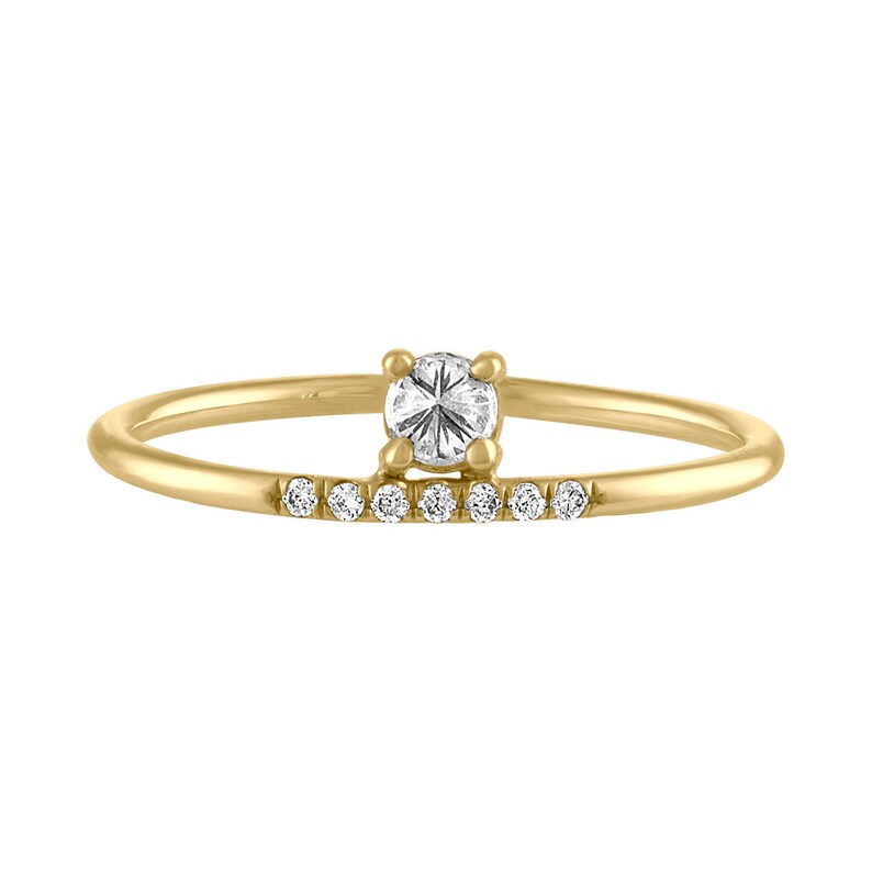 Inverted Diamond Engagement Ring Set With Micro Pave White | Etsy