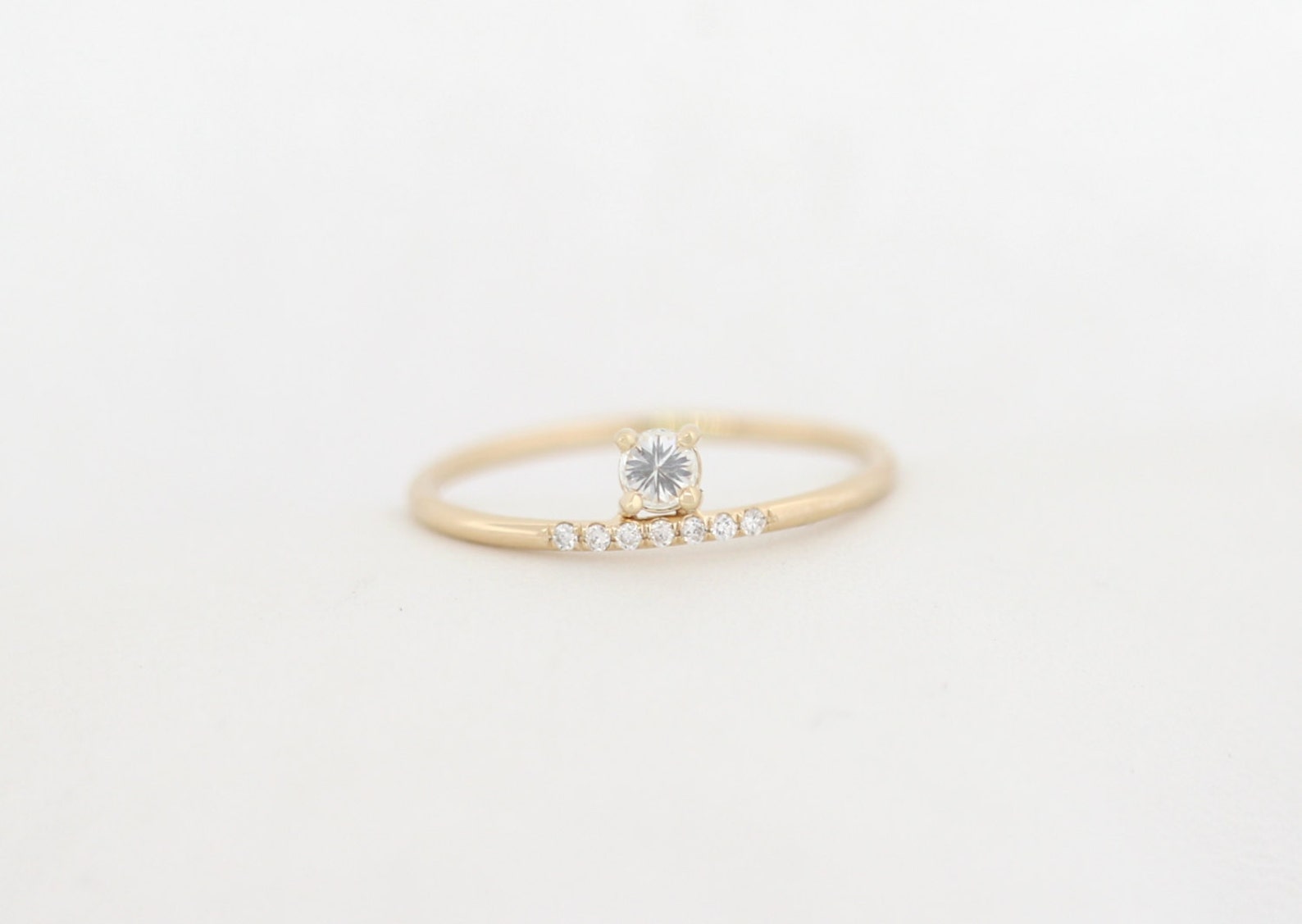 Inverted Diamond Engagement Ring Set With Micro Pave White | Etsy