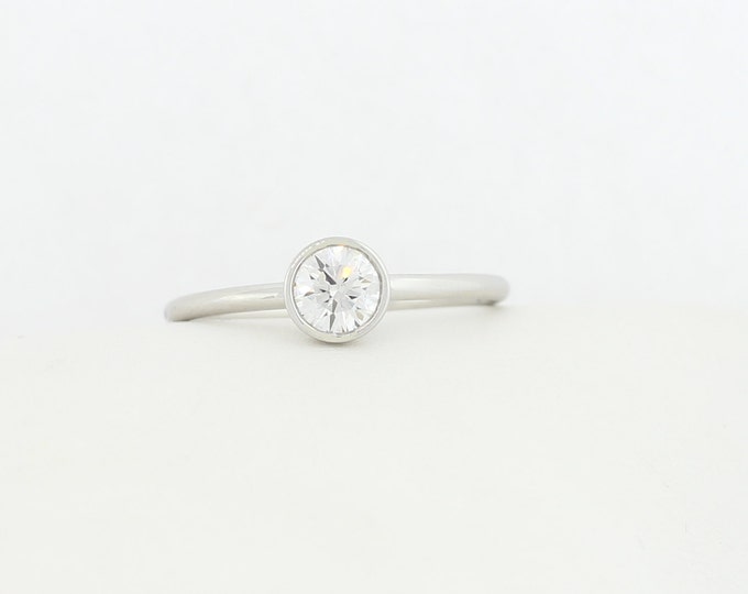 White Gold Round Brilliant Cut Lab Grown Diamond Engagement | Etsy