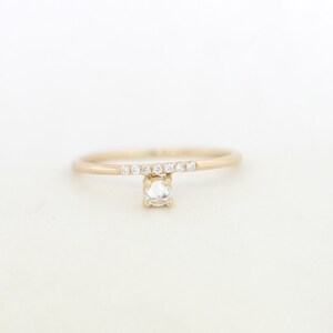 Inverted Diamond Engagement Ring Set With Micro Pave White | Etsy