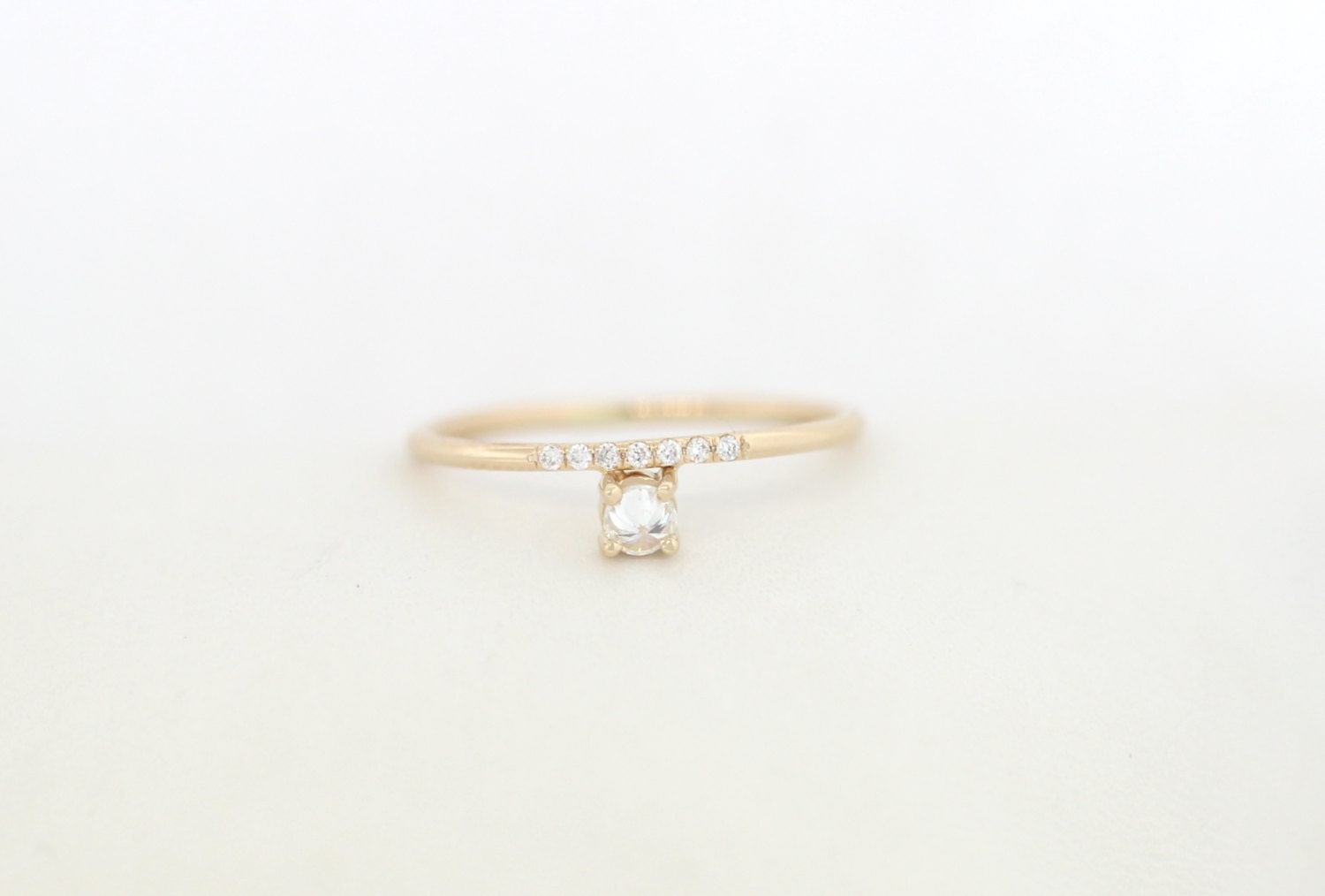 Inverted Diamond Engagement Ring Set With Micro Pave White | Etsy