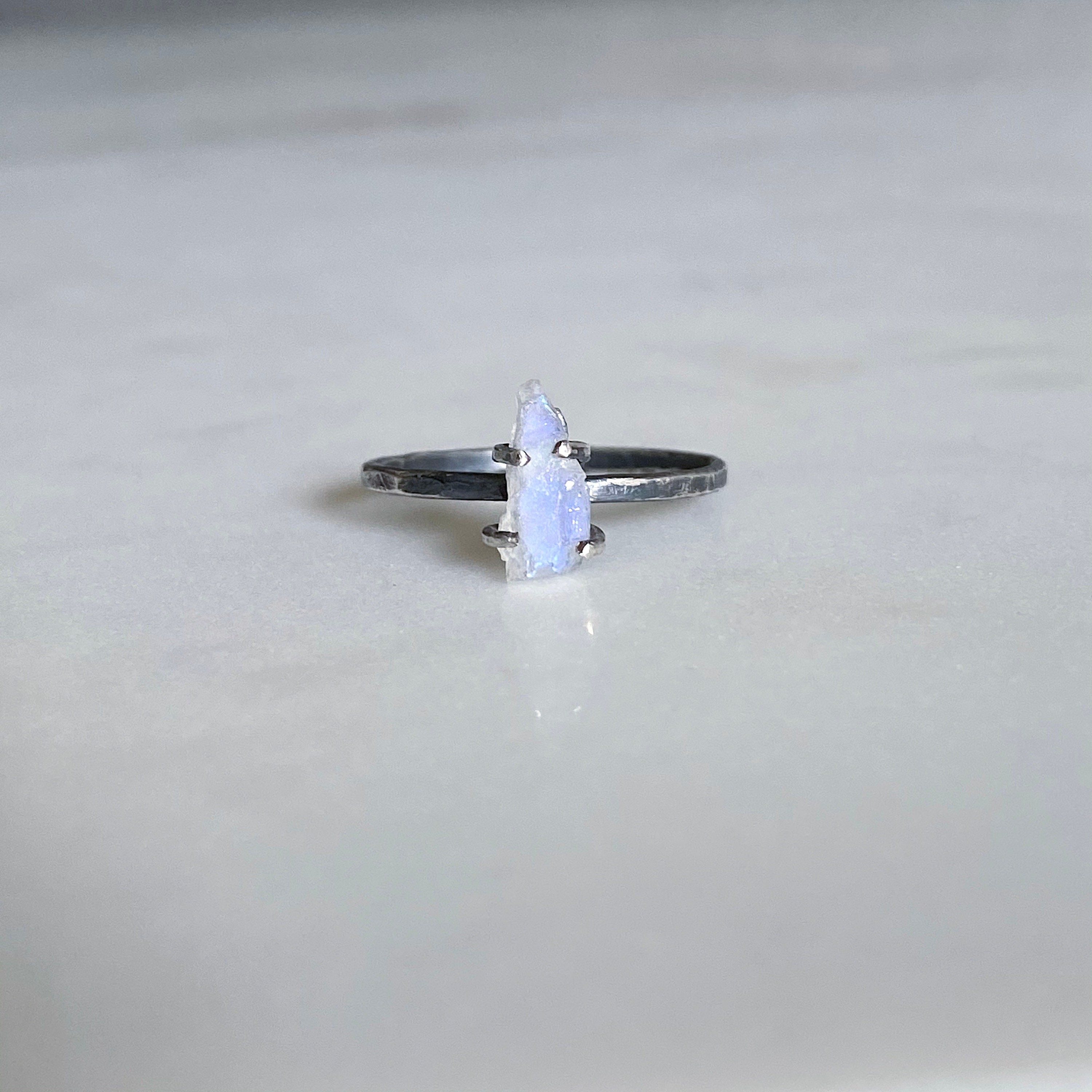 Sterling silver moonstone ring raw moonstone ring silver | Etsy