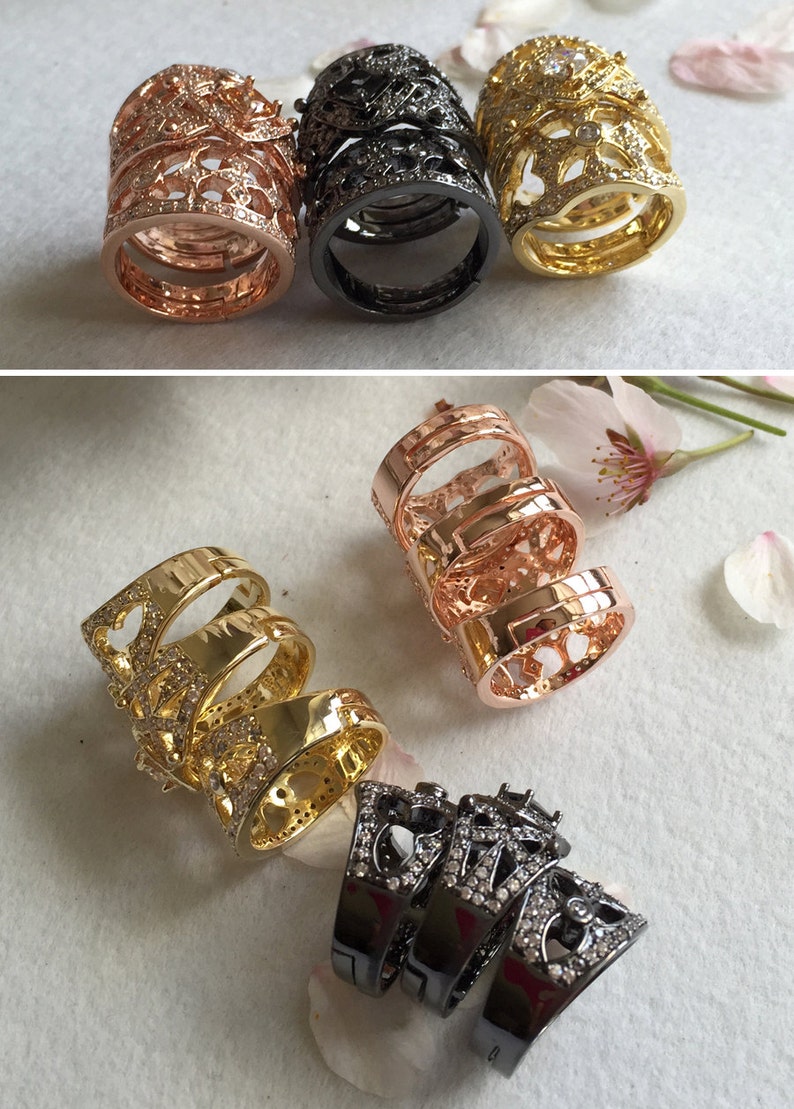 Impressive Cz Armor Ring Cz Half Finger Ring-armor Ring-open - Etsy