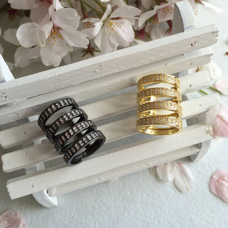 Impressive CZ Half Finger Ring-four Lined Half Finger Ring-4 Row Ring ...