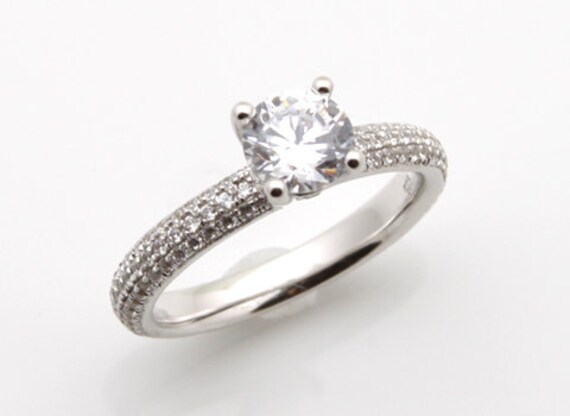 Pave Cz Engagement Ring-classic Engagement Ring-pave Cz | Etsy