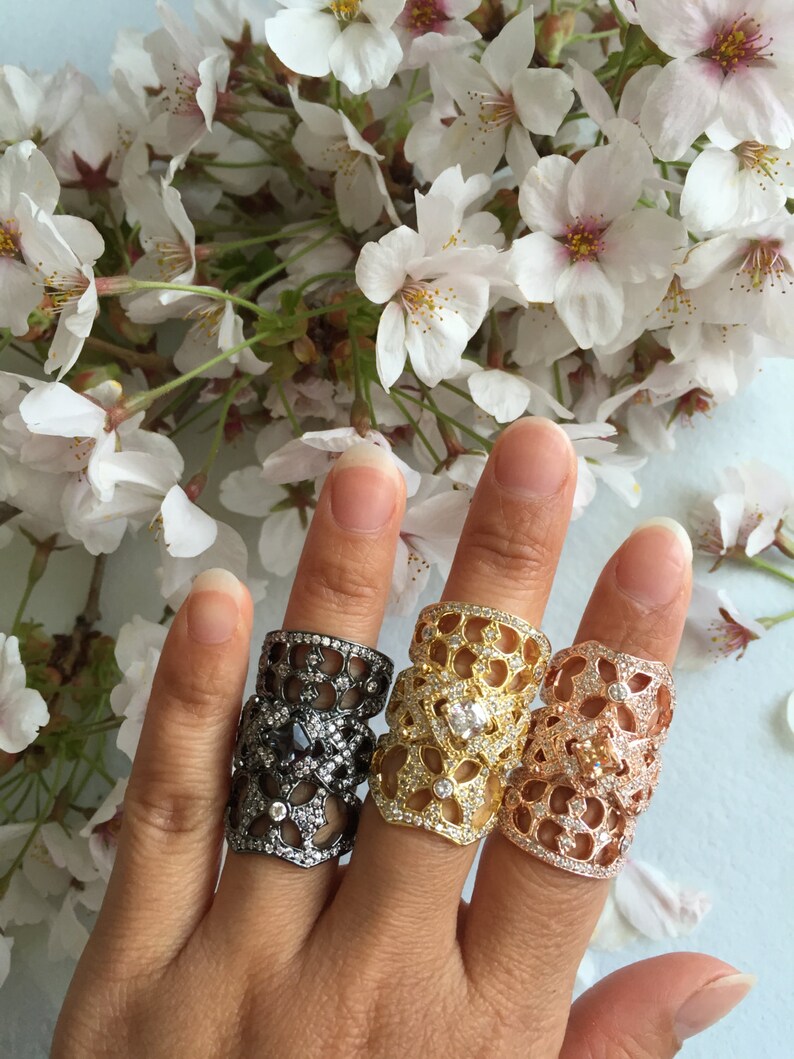 Impressive Cz Armor Ring - Cz Half Finger Ring-armor Ring-open Ended CZ ...