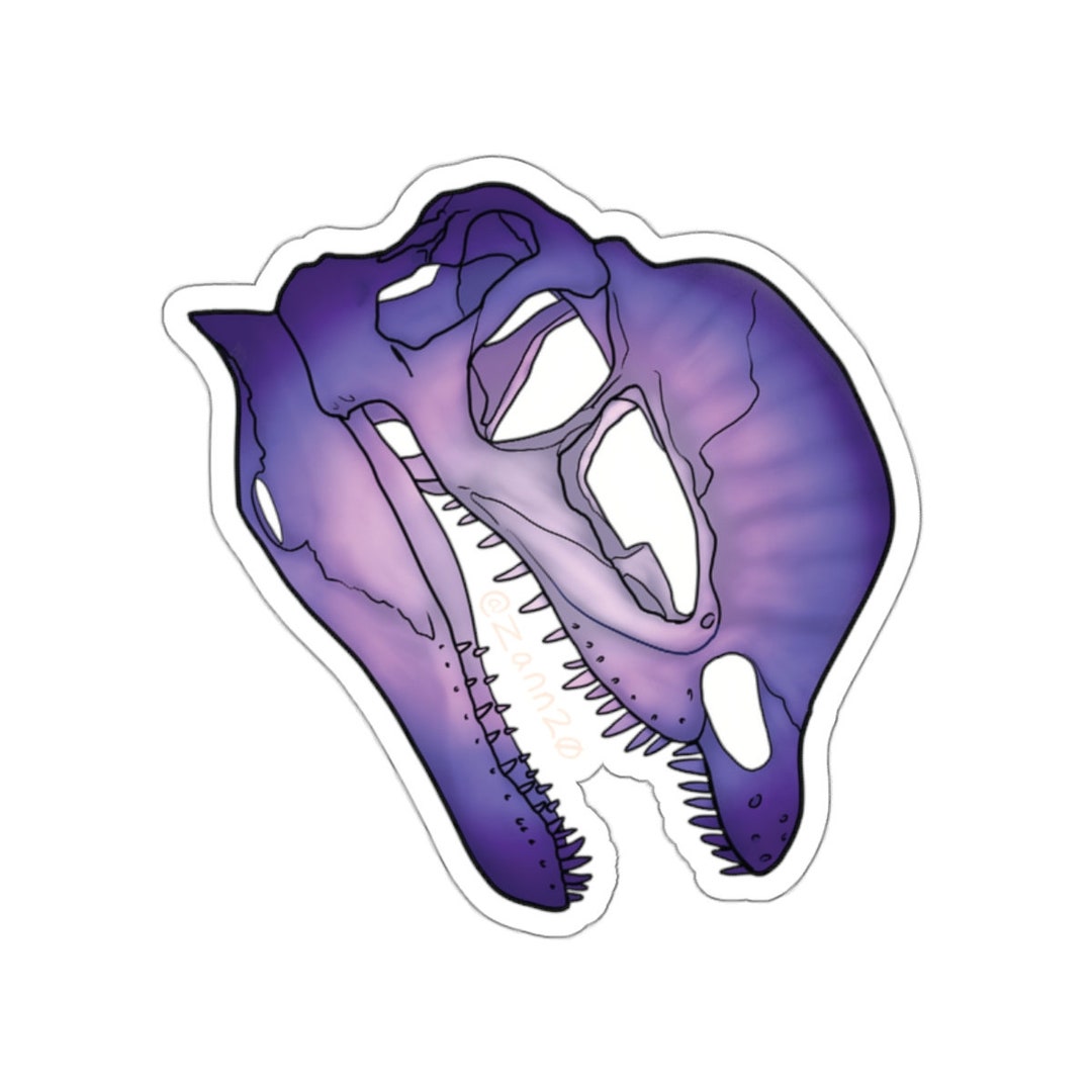 Dilophosaurus Skull Die-cut Sticker available in 2x2, 3x3, 4x4, 5x5 or ...