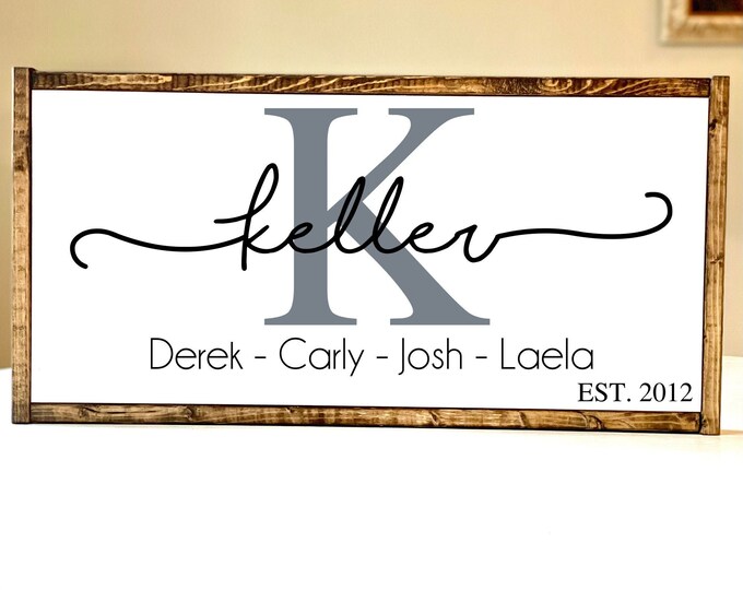 Family Name Sign With Kids Names, Last Name Wood Sign, Family ...