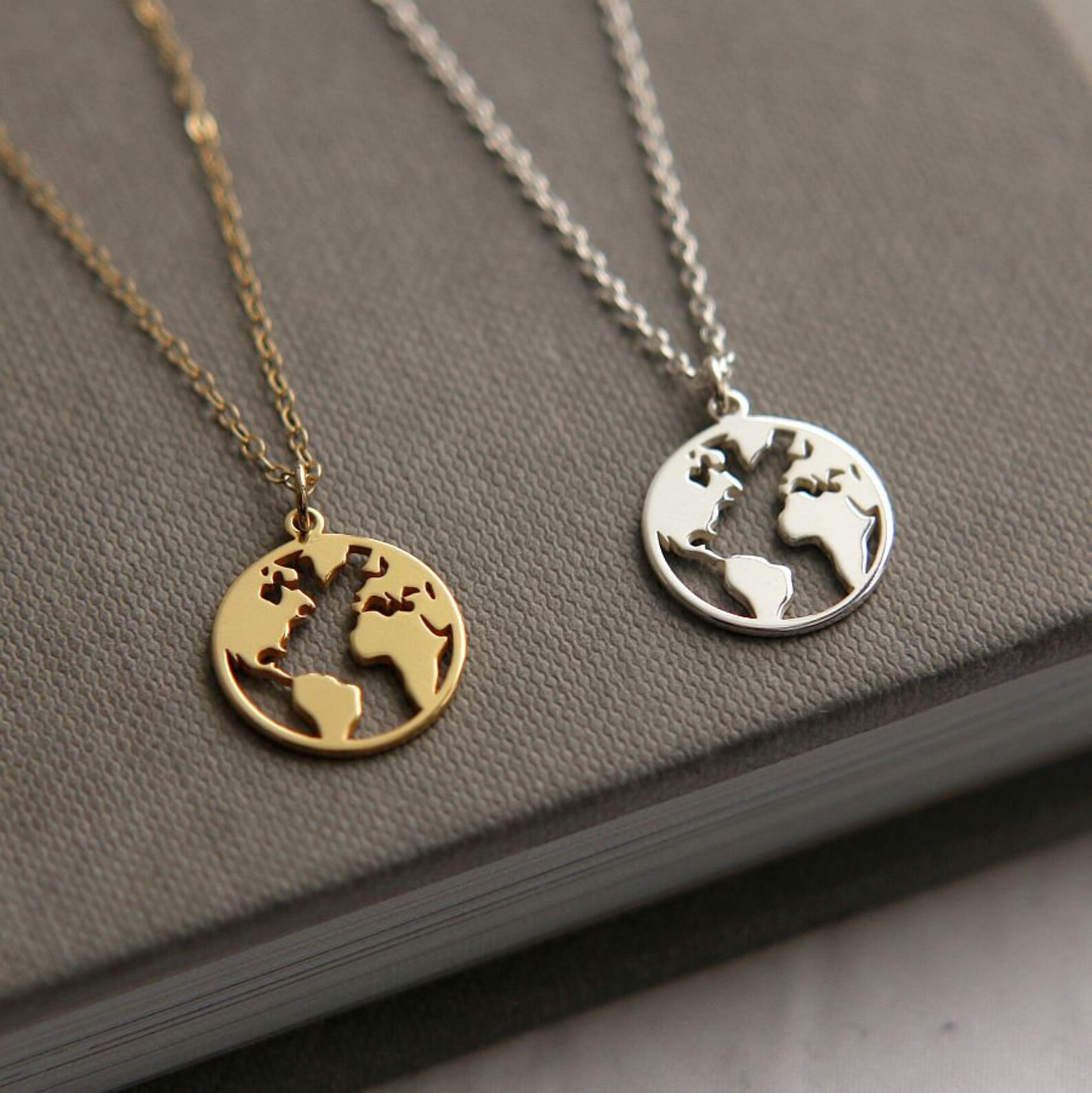 World Necklace Gold Map Necklace Wanderlust Necklace Tiny | Etsy