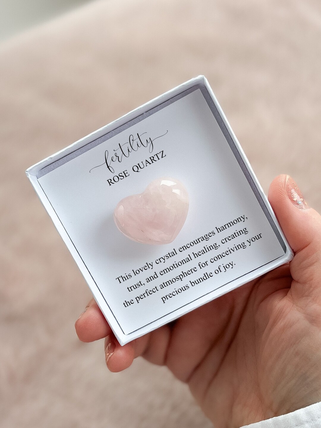 Fertility Gift, IVF Wish Stone Gift, Rose Quartz Heart Crystal ...