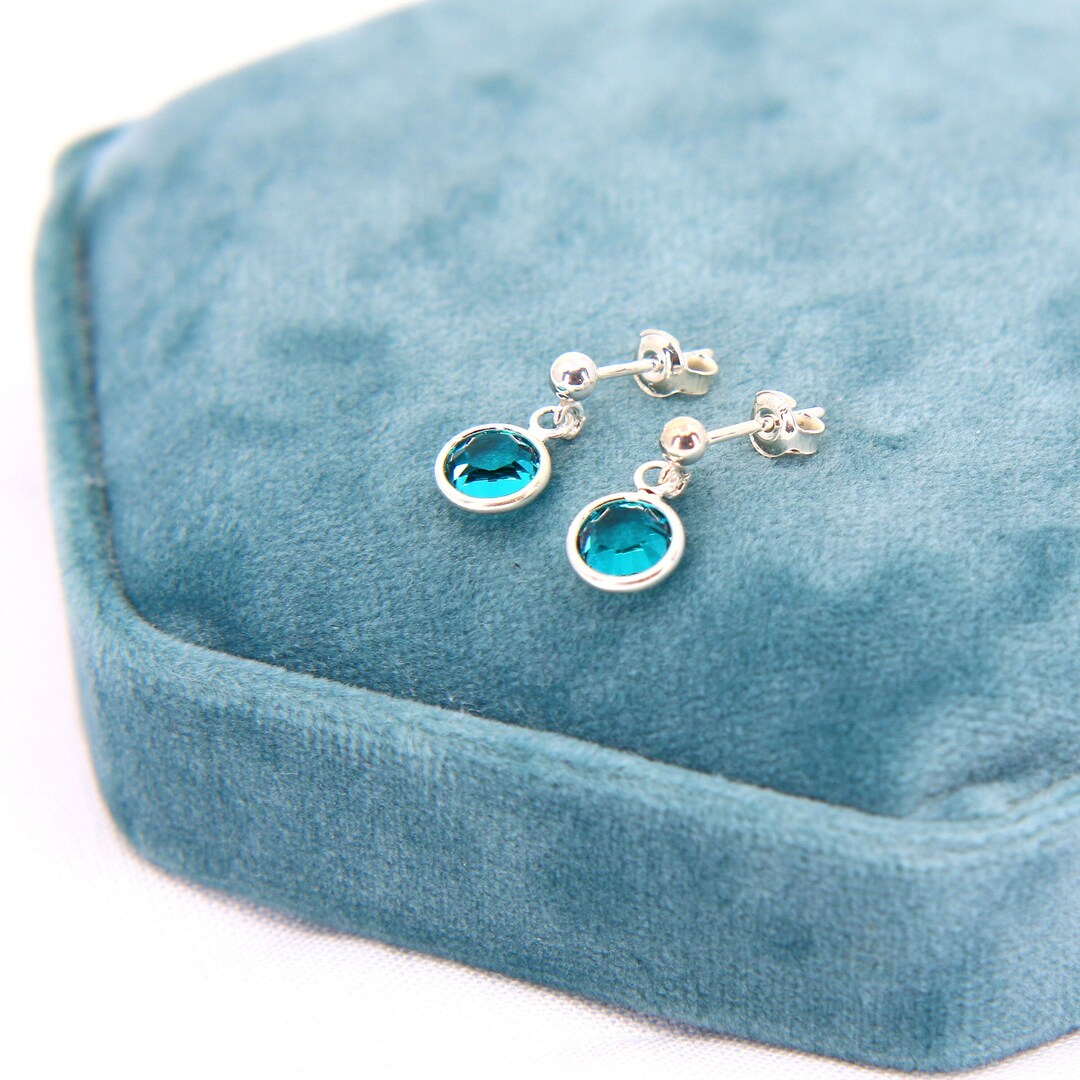 December Birthstone Earrings, December Birthday Gift, Blue Zircon ...