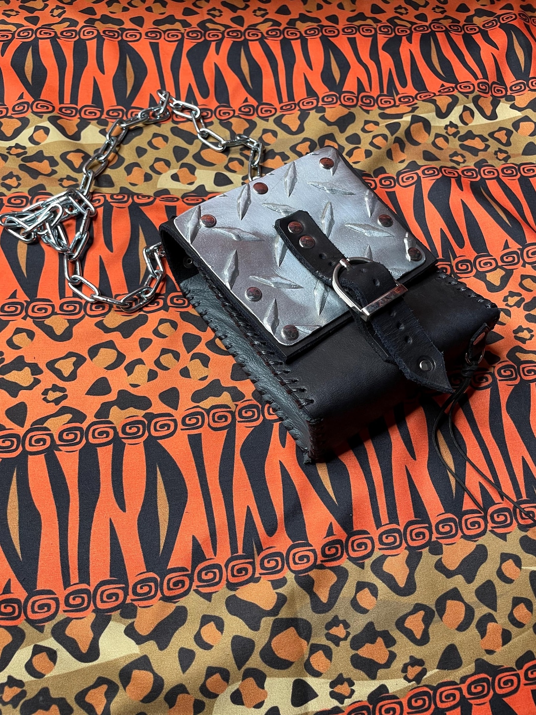 DYSTOPIAN ARMORED PURSE Diamond Plate Genuine Leather Handmade ...