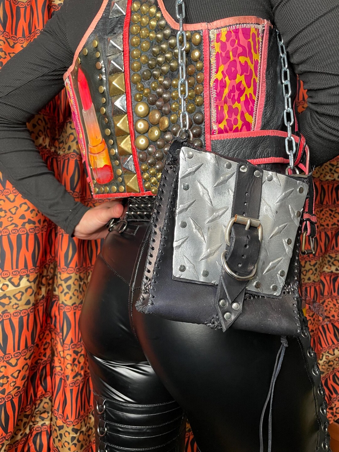 Custom Handmade ARMOR Diamond Plate PURSE With Steel CHAIN Strap Punk ...
