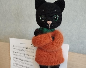 grumpy black cat plush