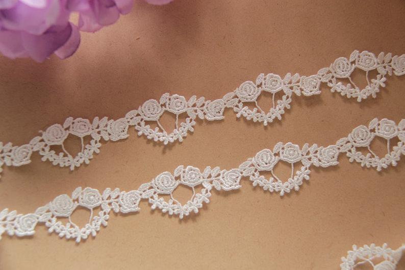 2 Yards Beautiful White Venice Rose Lace Trim for DIY Bridal - Etsy