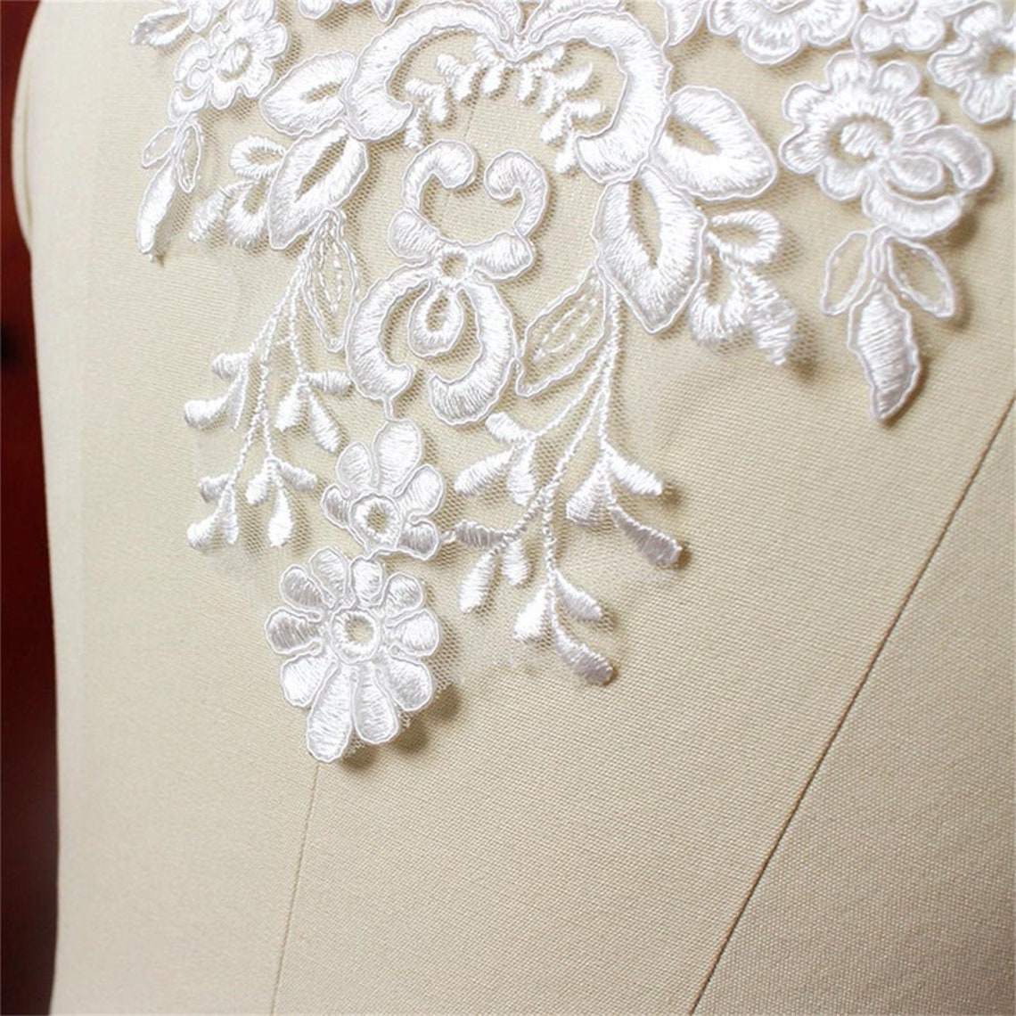 1 Pc Graceful Ivory Wedding Lace Applique Bridal Lace - Etsy