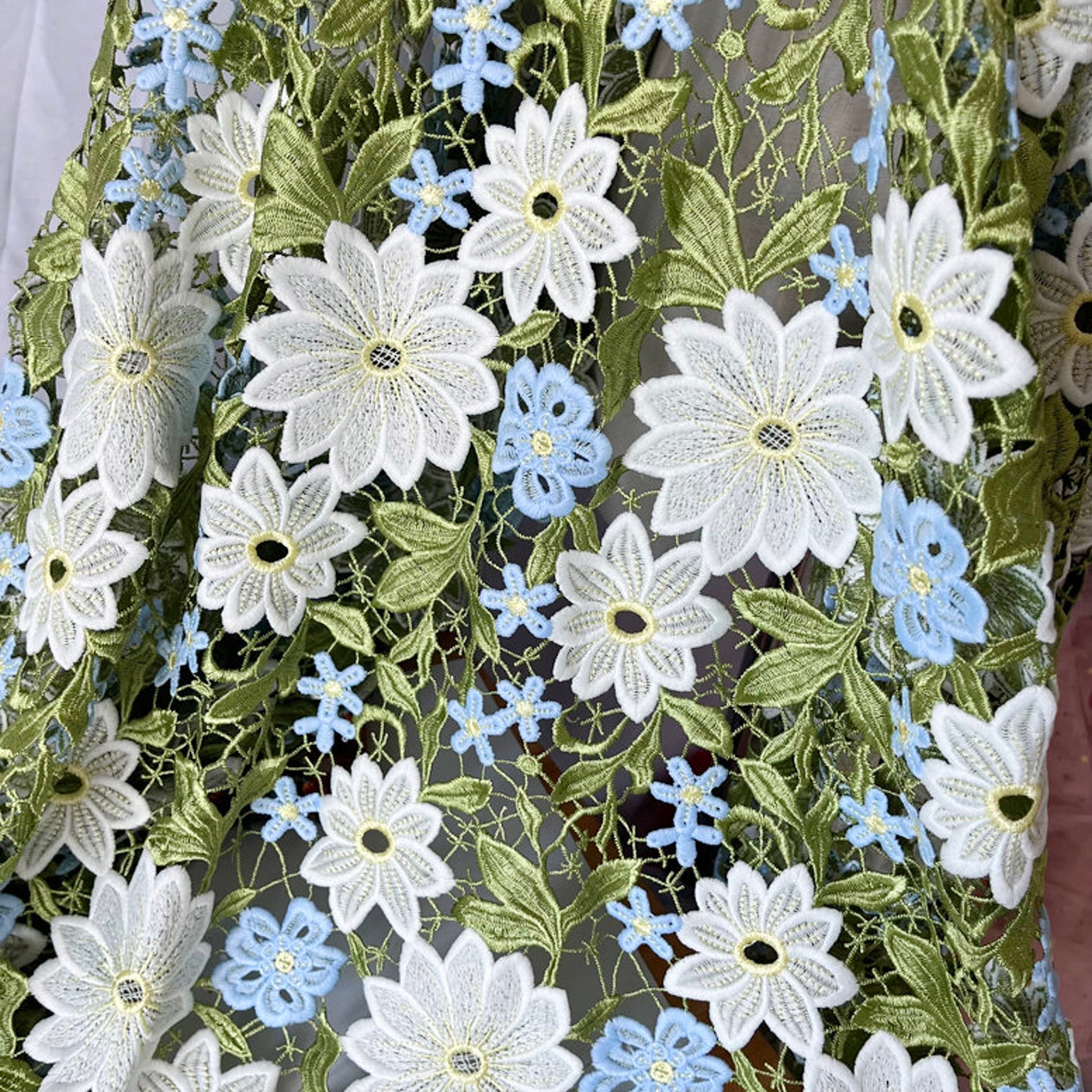 Lace Fabric Solid Floral Embroidery Alencon Alice Exquisite for Bridal ...