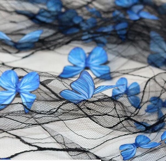 5 Colors Lace Fabric Tulle 3D Butterfly Solid Romantic for | Etsy