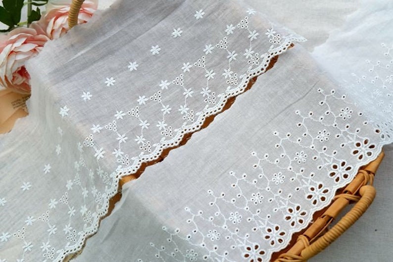 2 Yards High-quality White Cotton Lace Trim Decoration Sewing - Etsy