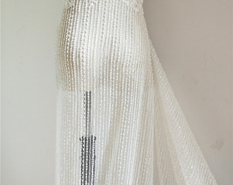 Full Beaded Pearl Strip Super Luxury Ivory Tulle Lace Fabric - Etsy