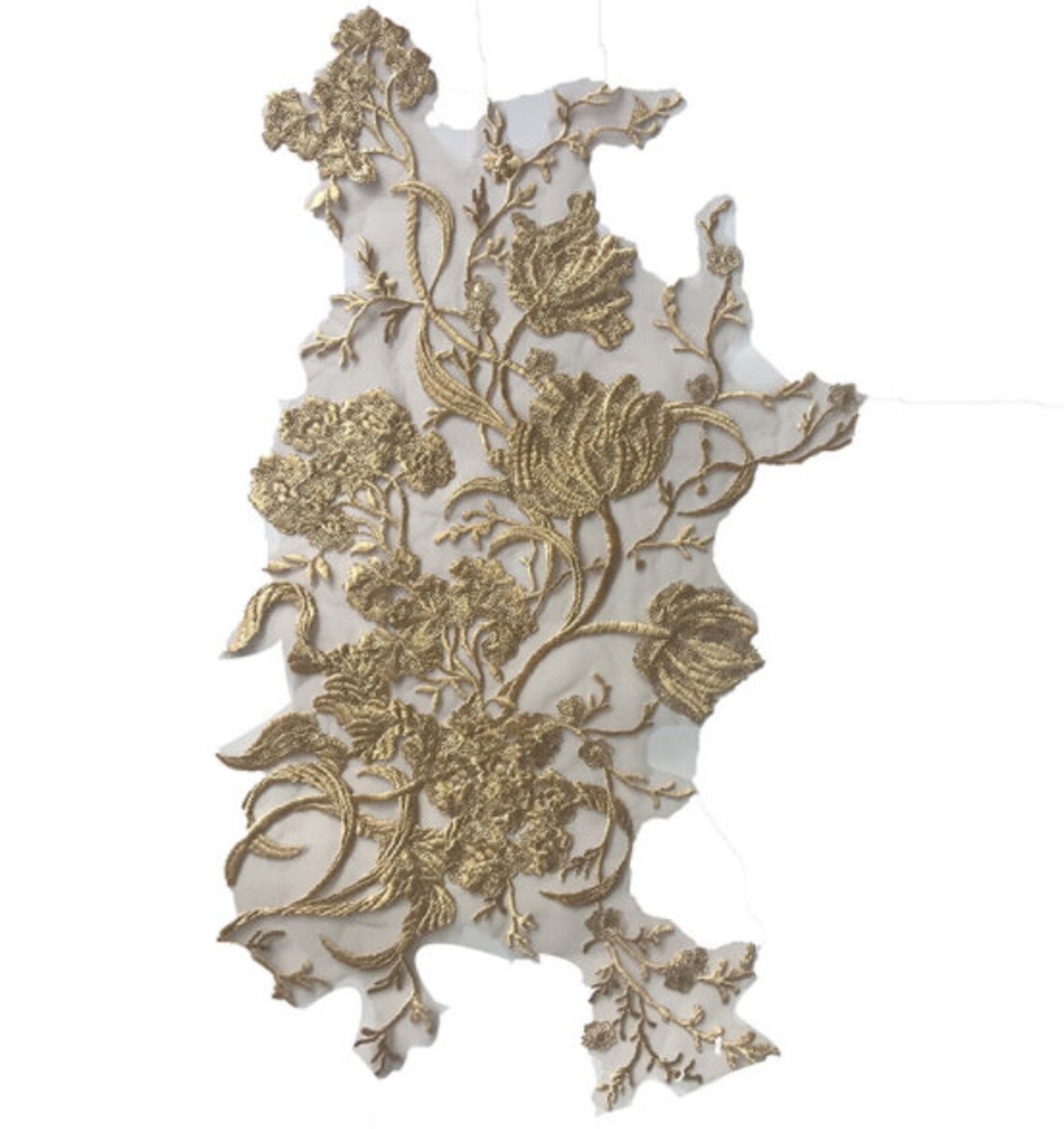 Big Gold Flower Sequins Embroidery Flower Alencone Super Luxury Lace ...