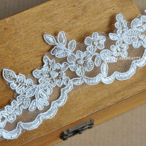 Ivory Bridal Lace Trim Beaded Alencon Lace Trim Wedding - Etsy