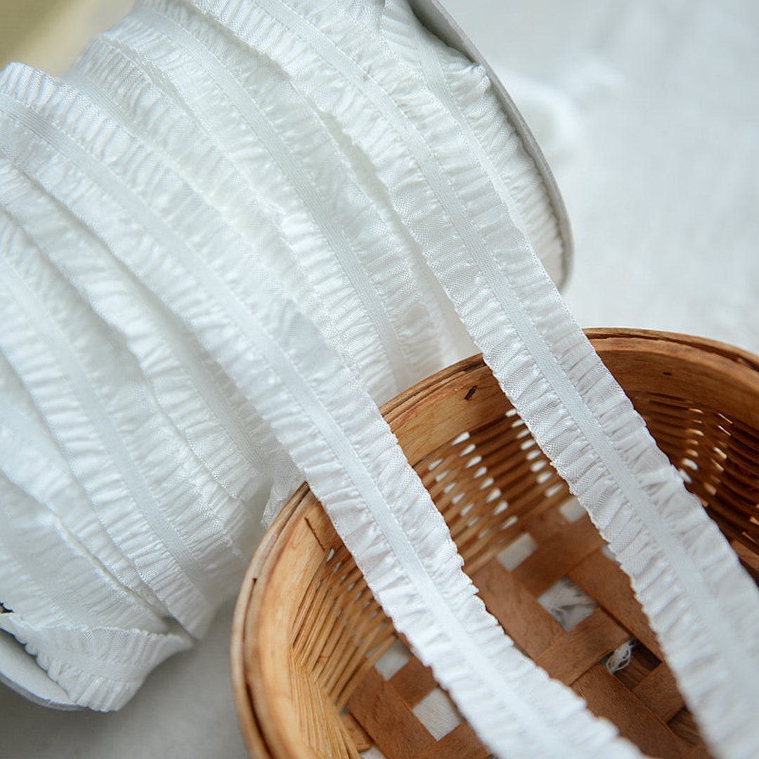 4 Yards Ivory Stretchy Ruffled Lace Trim Floral Wedding Trim 0.78 ...