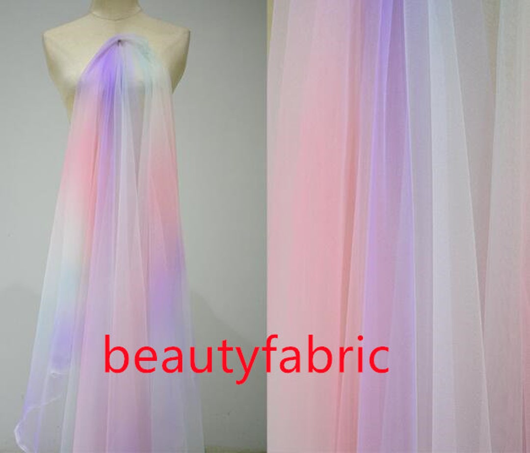 Rainbow Gradient Soft Tulle Mesh Lace Fabric for DIY Girls Bady ...