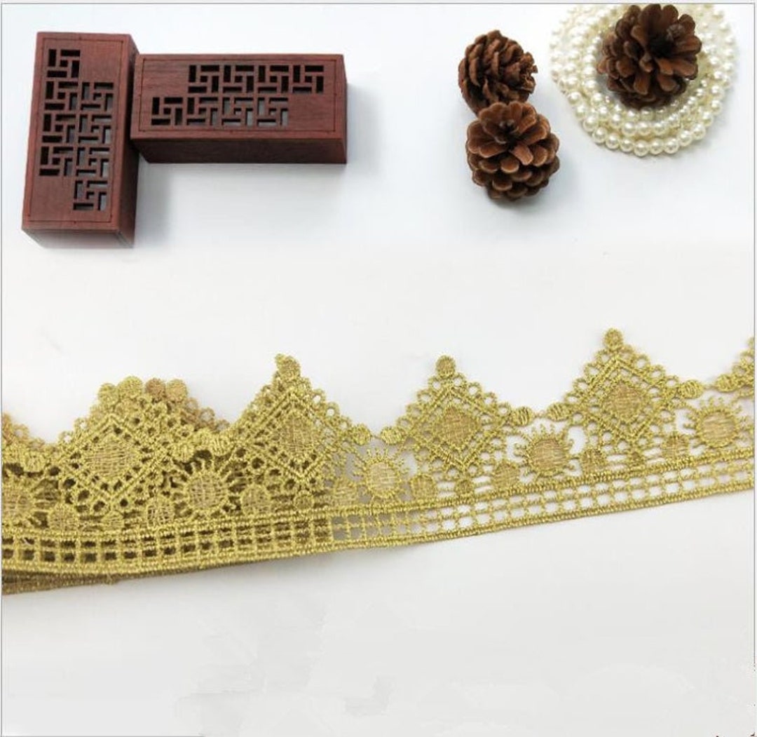 Metallic Gold-tone Lace-trimmed Gold-trimmed Lace Trim, Wedding, S ...