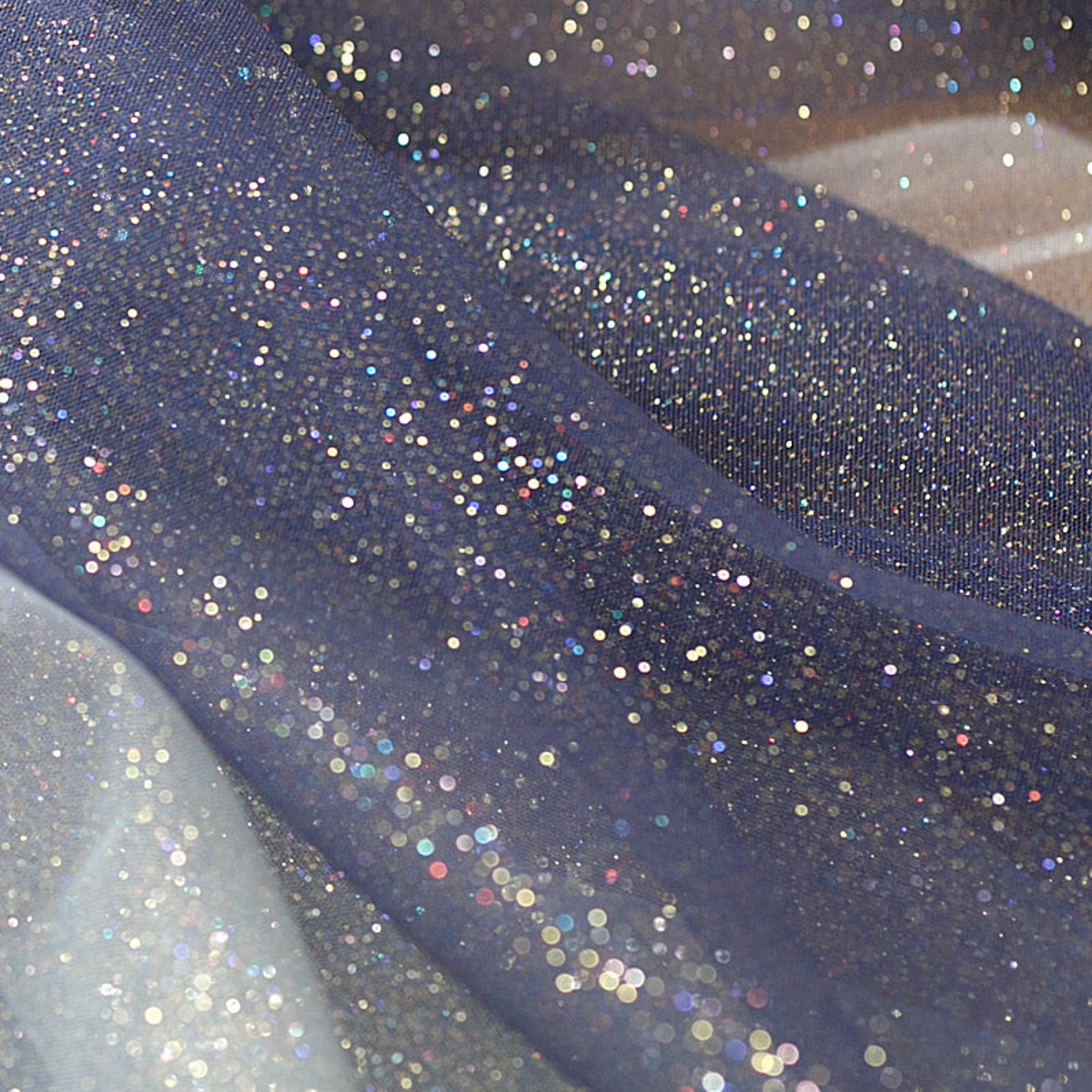 Sequin Gradient Color Dark Blue Tulle Lace Fabric Floral Embroidery ...