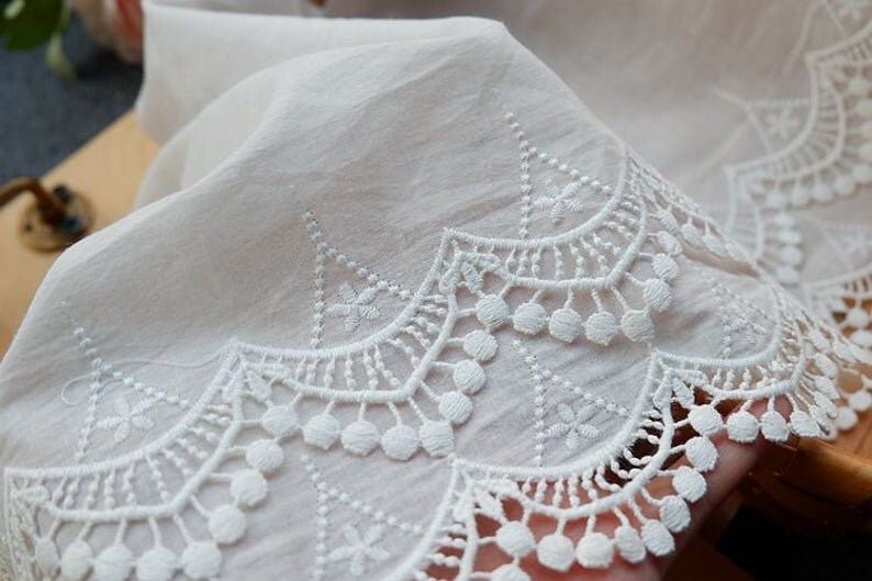1 yard White Lace 14cm Width Cotton Eyelet Lace Trimmed | Etsy