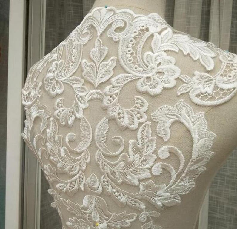 1pc Cream White Lace Super Luxury Lace Appliques Exquisite for Wedding ...