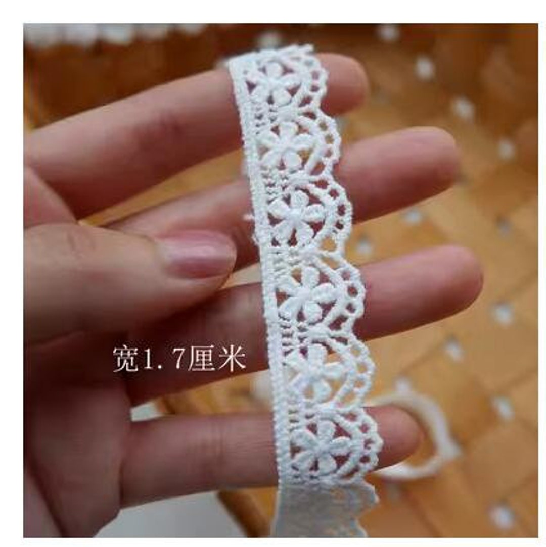5 Yards Lovely Cotton Lace Trim, White Cotton Lace Trim, Cotton Net ...