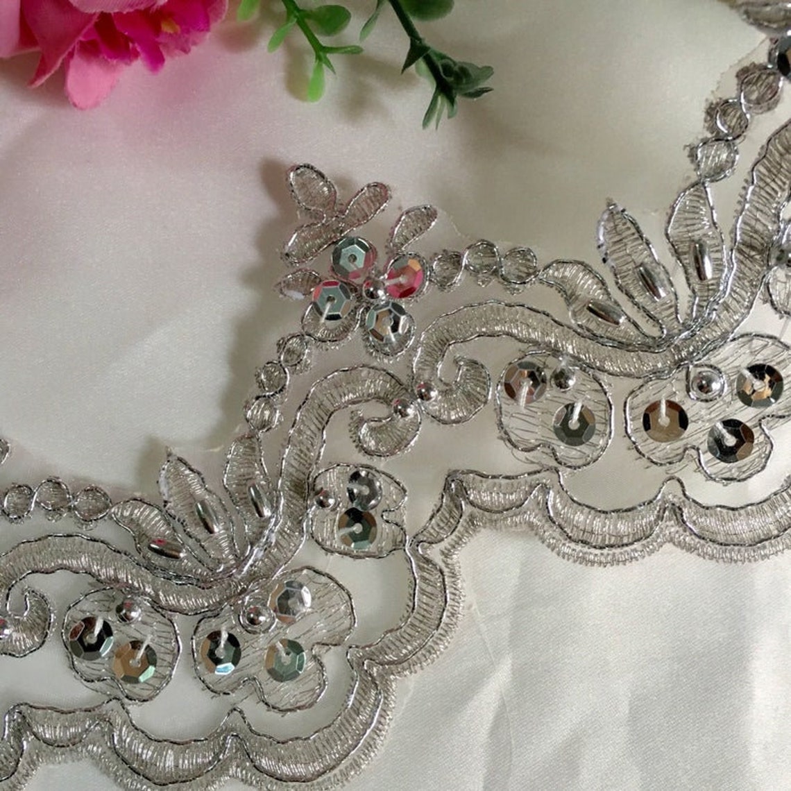 Classic Gold and Silver Beaded Sequin Car Bone Lace Trim | Etsy