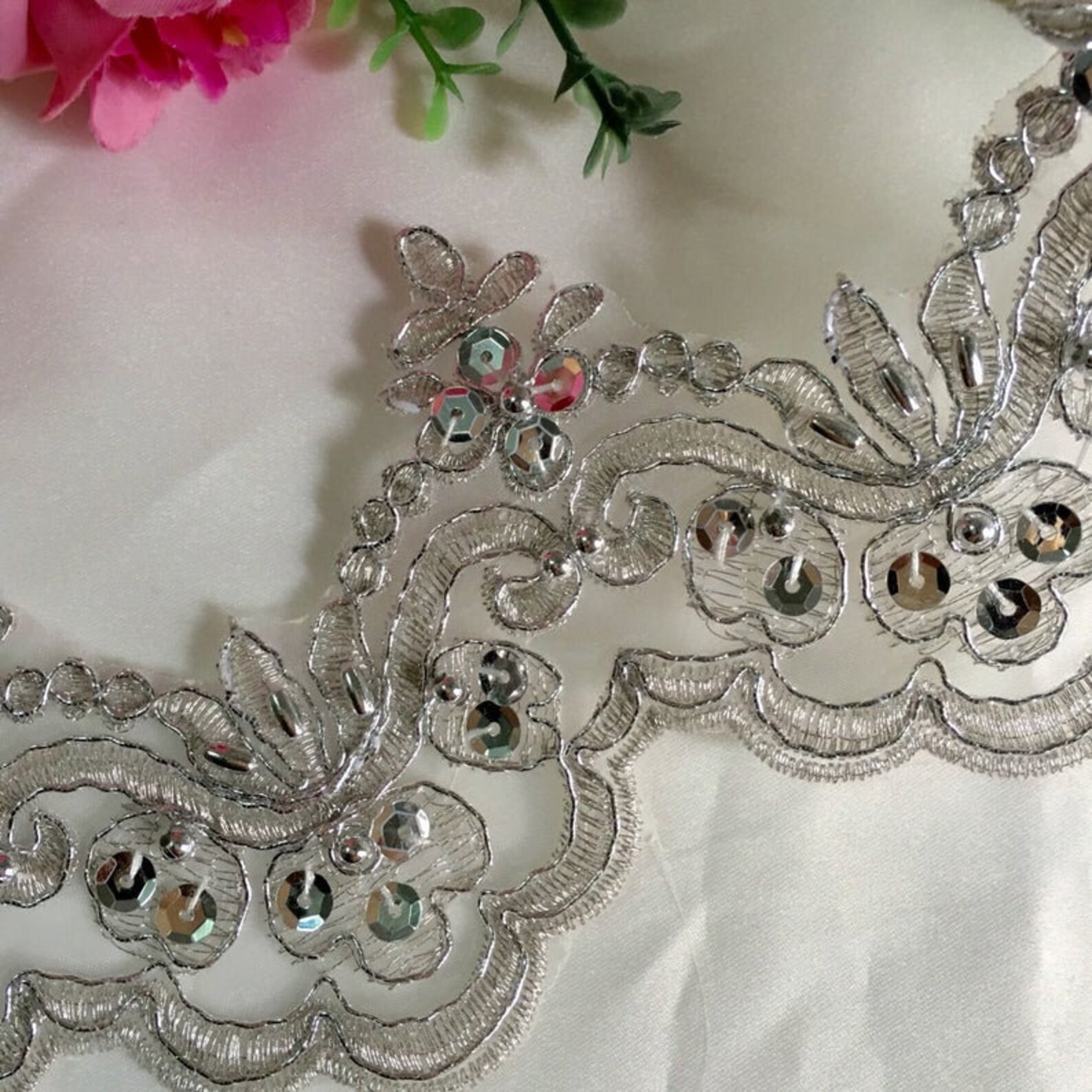 Classic Gold and Silver Beaded Sequin Car Bone Lace Trim | Etsy