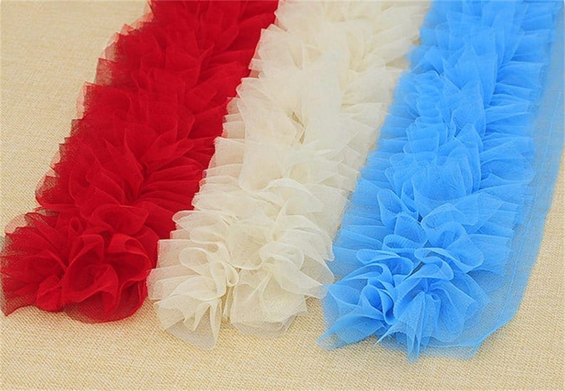 Multi-coloured Ruffled Tulle Trim, Pink Pleated Mesh, Tutu , Ruffled ...