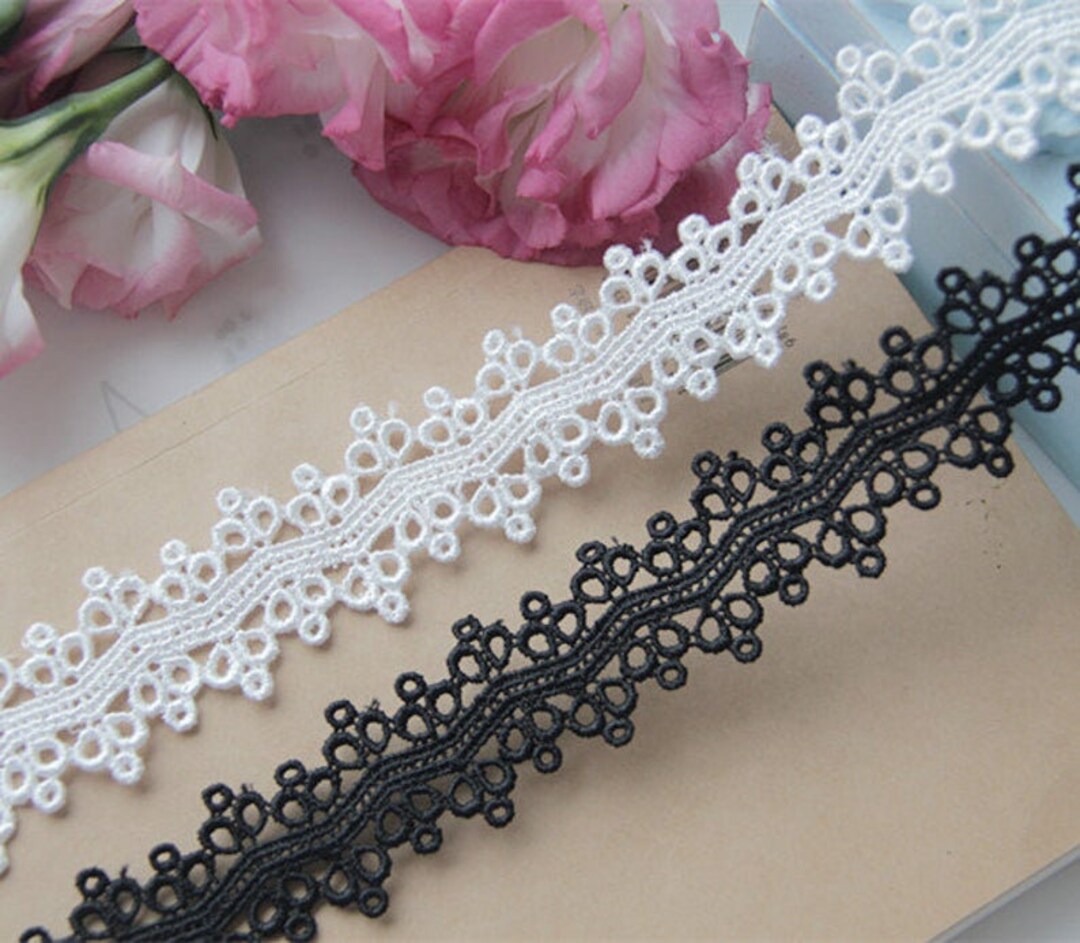 2 Yards Lace Trim White Circle Design, Venise Lace Decoration, Round ...