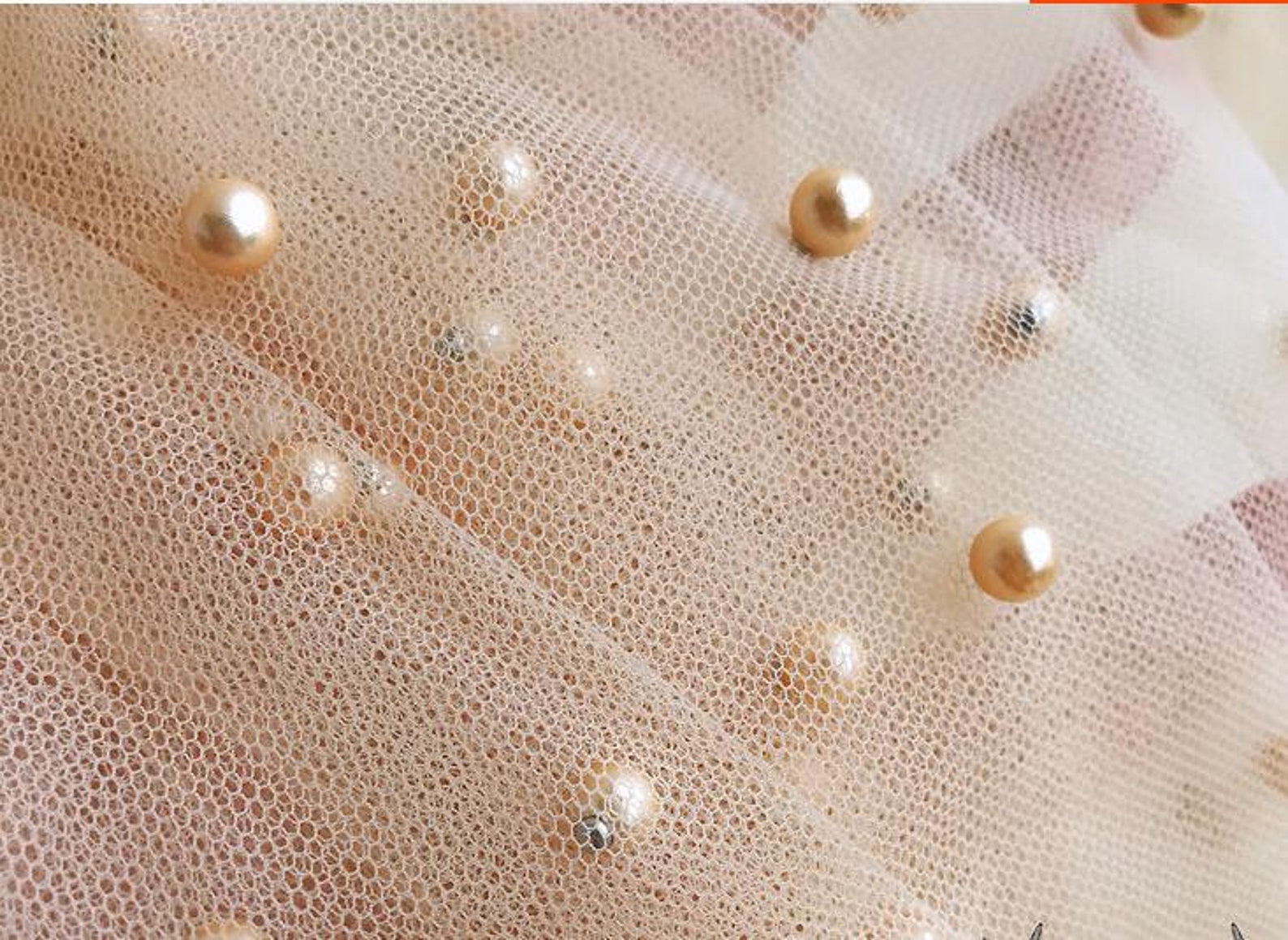 6 Colors Champagne Tulle Bead Pearl Lace Fabric Exquisite Bridal ...