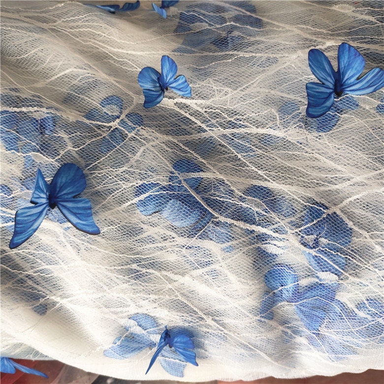 5 Colors Lace Fabric Tulle 3D Butterfly Solid Romantic for | Etsy