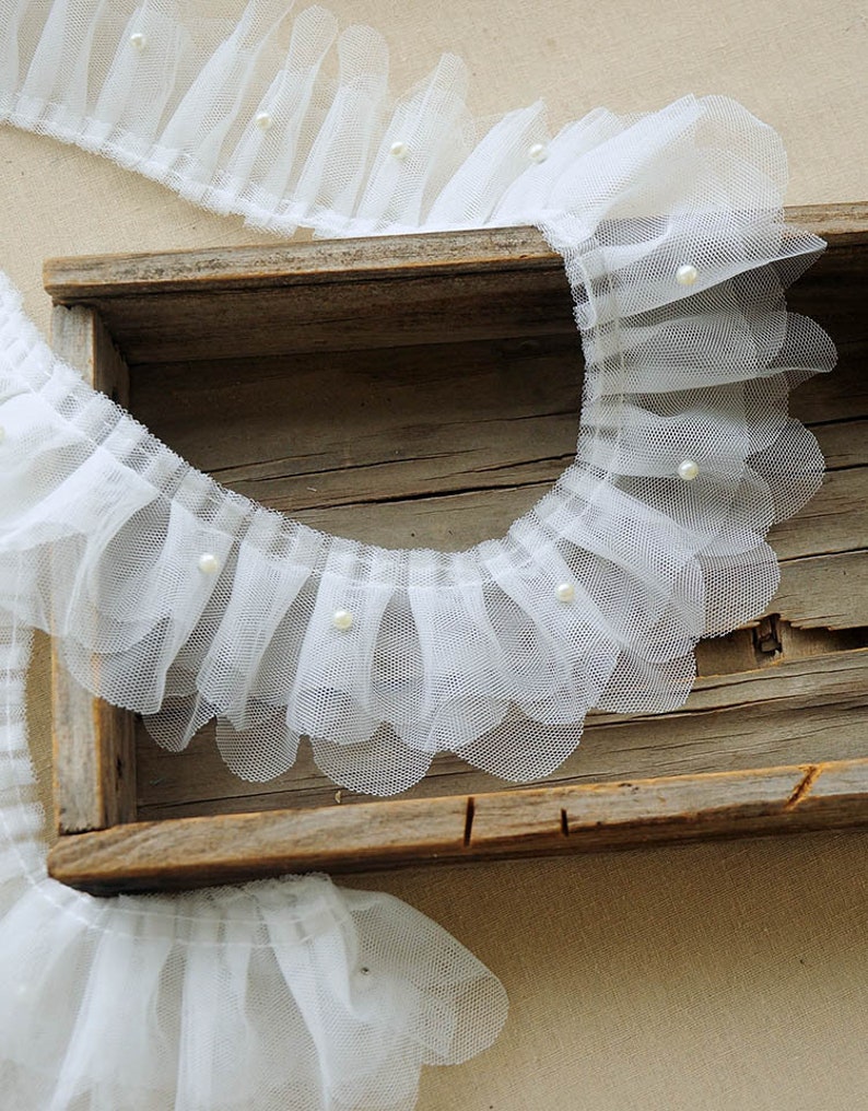 4 Colors Lace Trim 3 Layers Organ Pleated Bead Pearl Lace - Etsy