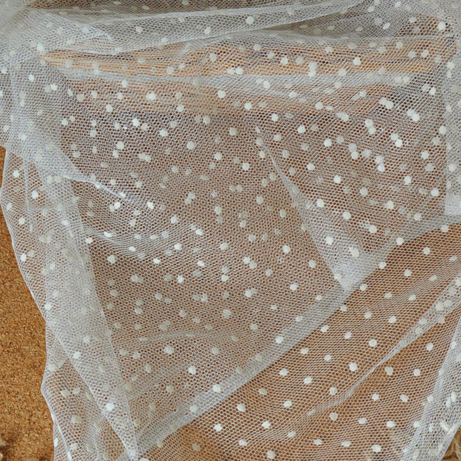 Lace Fabric Beige Tulle Beige Flocking Polka Dot Bridal Lace | Etsy