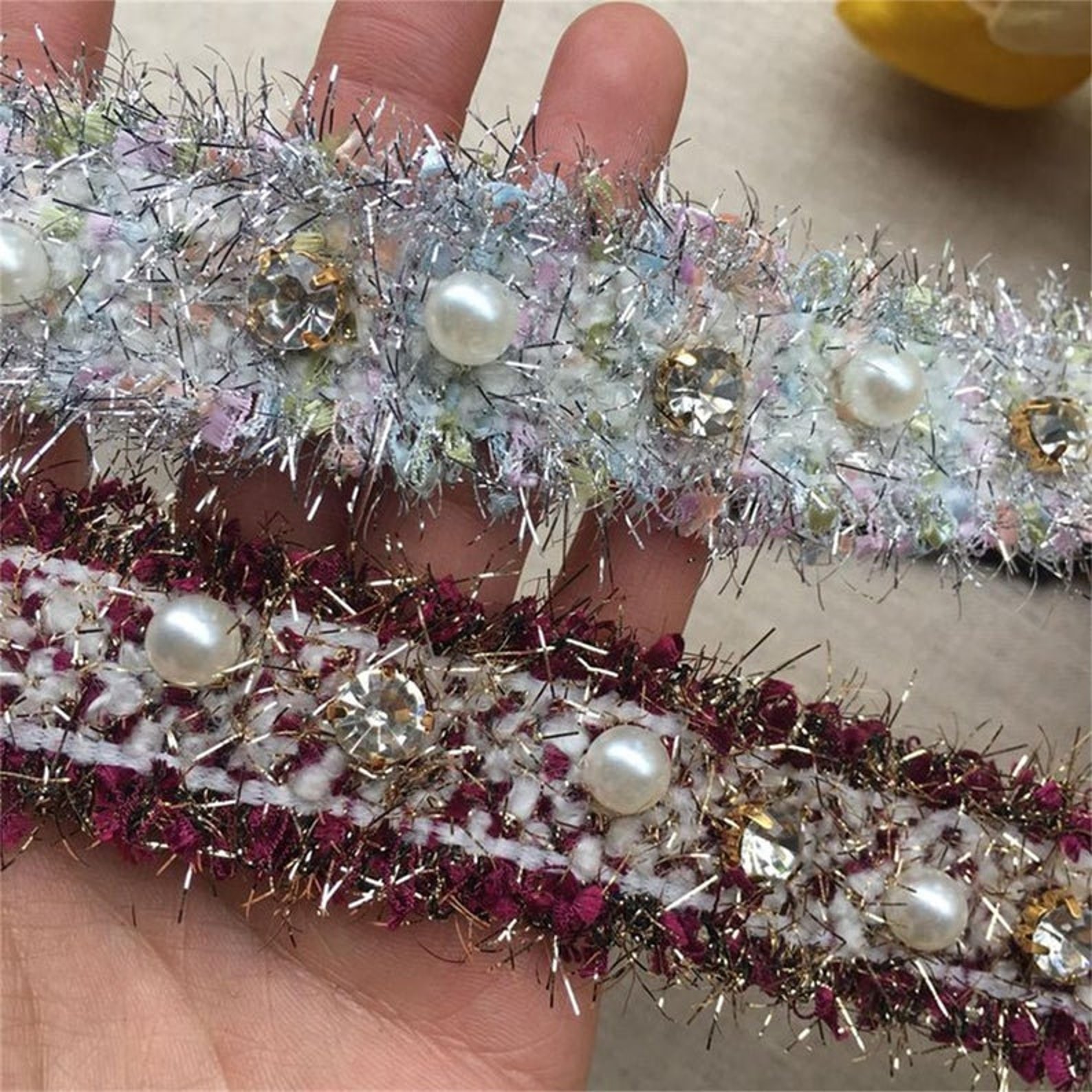 Beaded Sewing Trim, Chic Pearl Beads Trimming Lace for Dresses, Collar ...