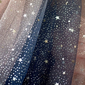 3 Colors Gradient Tulle Metallic Silver Moon Star Glitter Lace Fabric ...