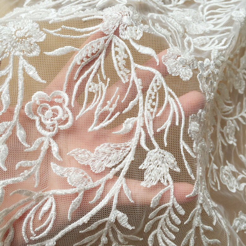 Bead Pearl Elegant Lace Wedding Lace Bridal Lace Lace Fabric | Etsy