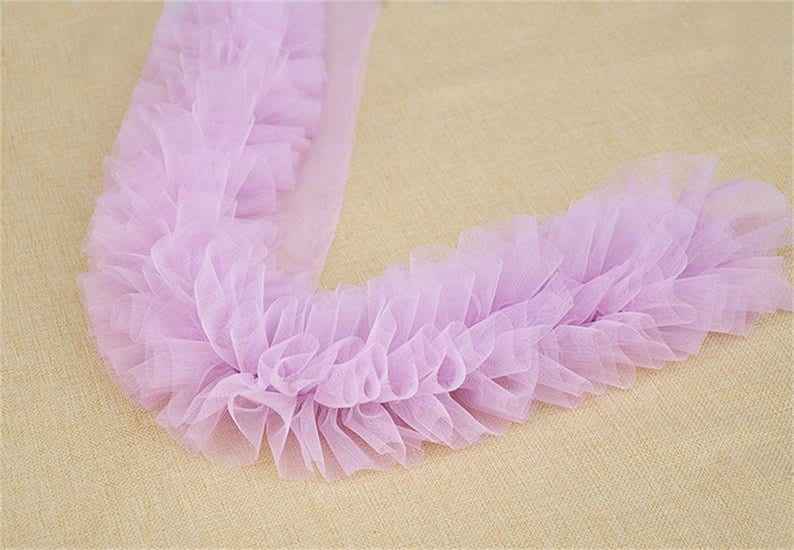 Multi-coloured Ruffled Tulle Trim Pink Pleated Mesh Tutu - Etsy