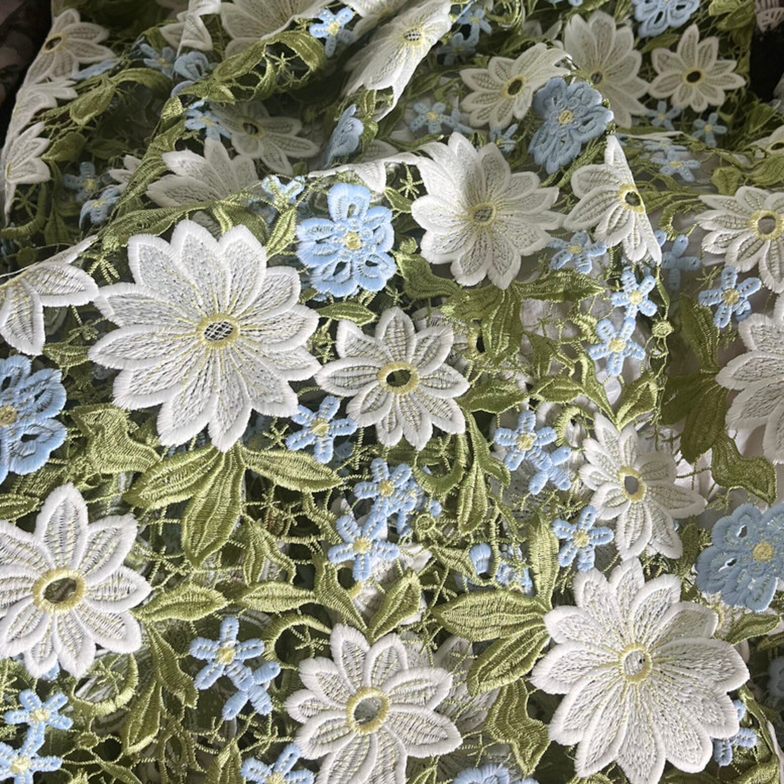 Lace Fabric Solid Floral Embroidery Alencon Alice Exquisite for Bridal ...