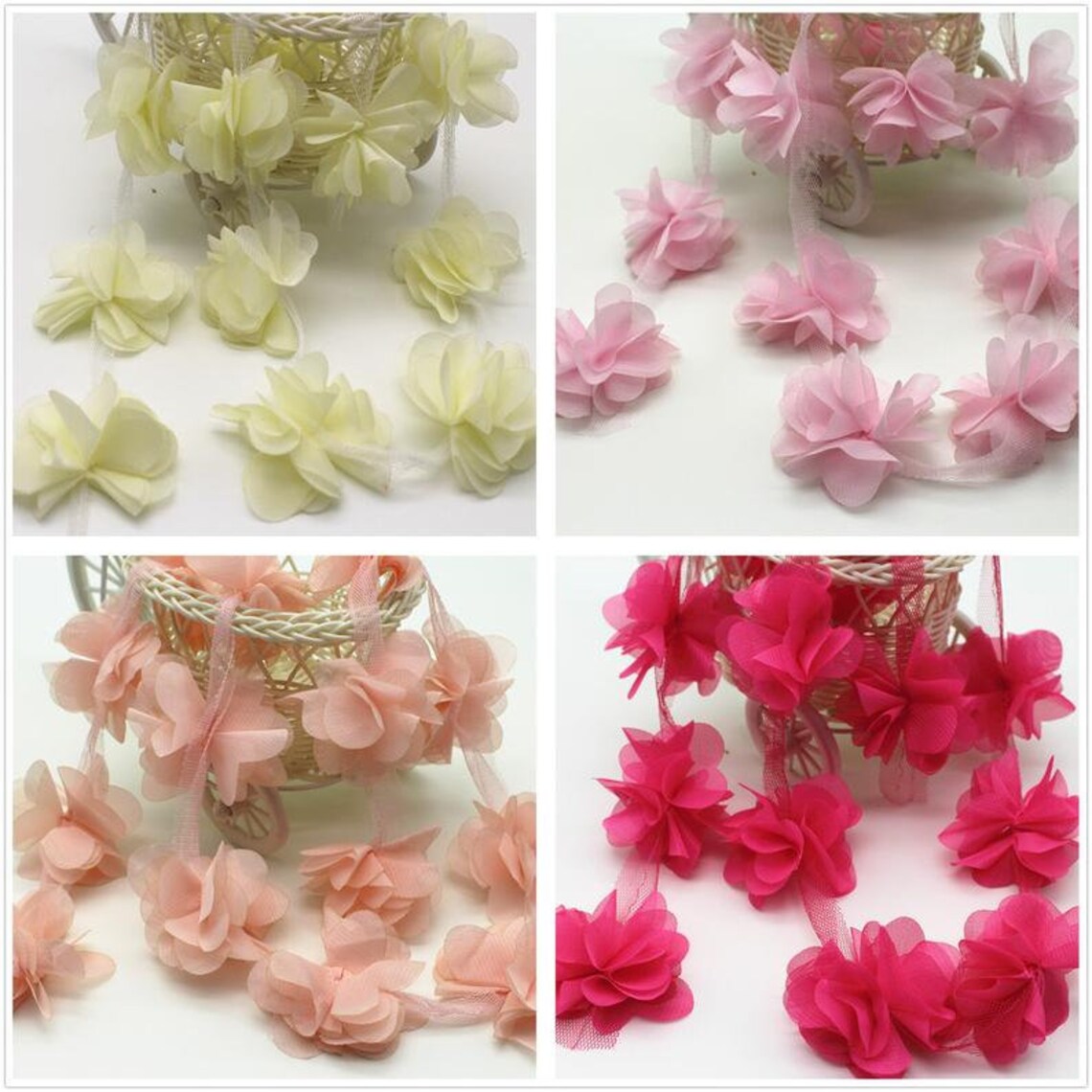 12-color chiffon rose trim 3D chiffon leaf trim photography | Etsy
