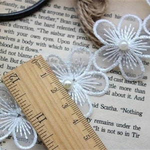 Delicate Lace With White Beaded Floral Lace Appliqué for a Bridal ...